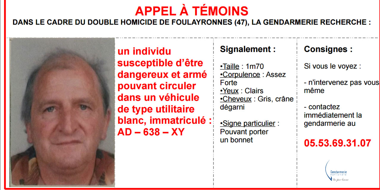 Couple tué à Foulayronnes : la gendarmerie lance un appel à témoins Couple tué à Foulayronnes : la gendarmerie lance un appel à témoins