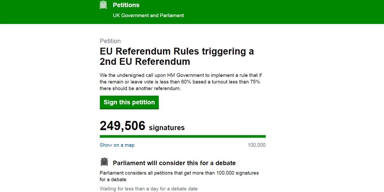 Brexit : une pétition demande un nouveau référendum