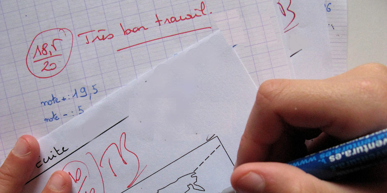 Vers la fin des notes à l'école