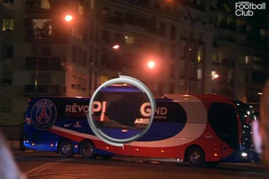 Les bus du PSG et de l'OL caillassés